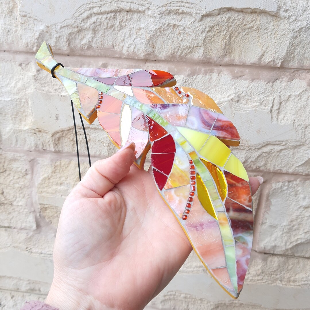 Mosaic Firebird Feather Wall Hanging: Iridescent Glass Art - Etsy
