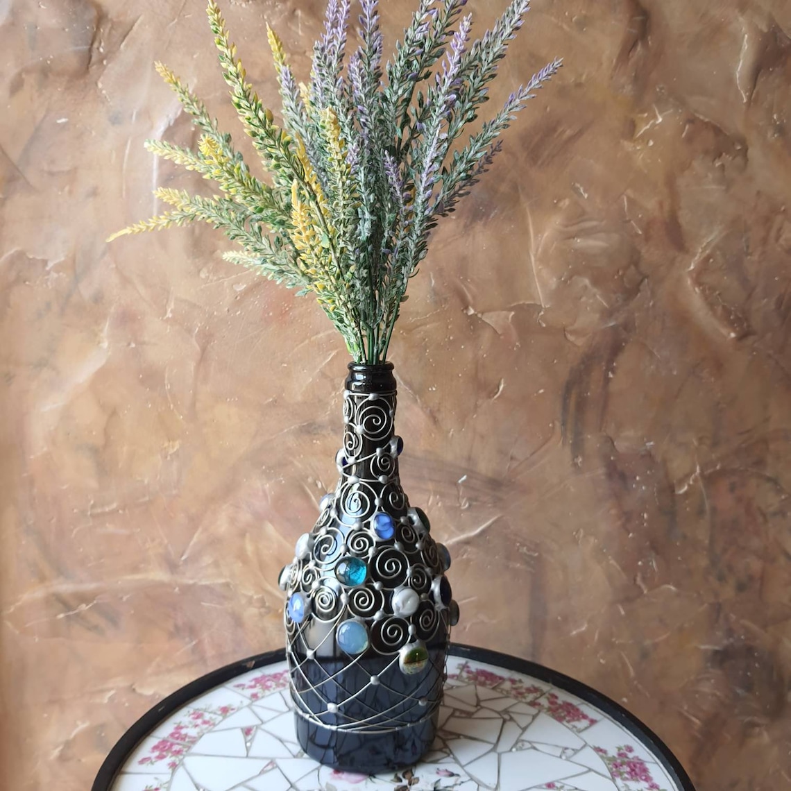 Metal Wire Wrapped Bottle for Home Decor. Champagne Bottle - Etsy