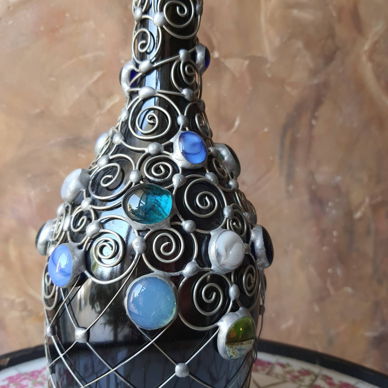 Metal Wire Wrapped Bottle for Home Decor. Decorative Bottle With Wire ...