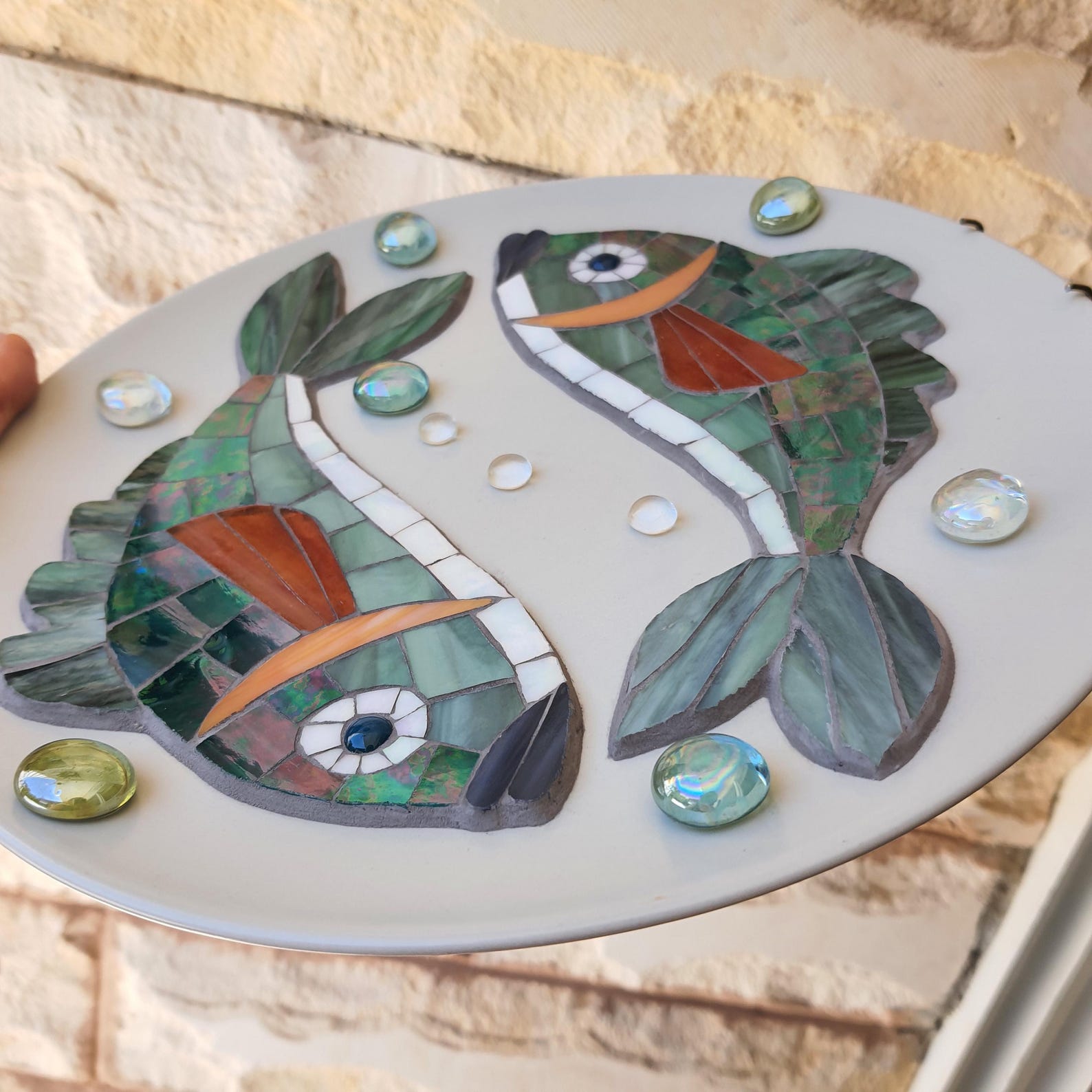 Stained Glass Mosaic Fish Plate: Wall Decor, Handmade - Etsy