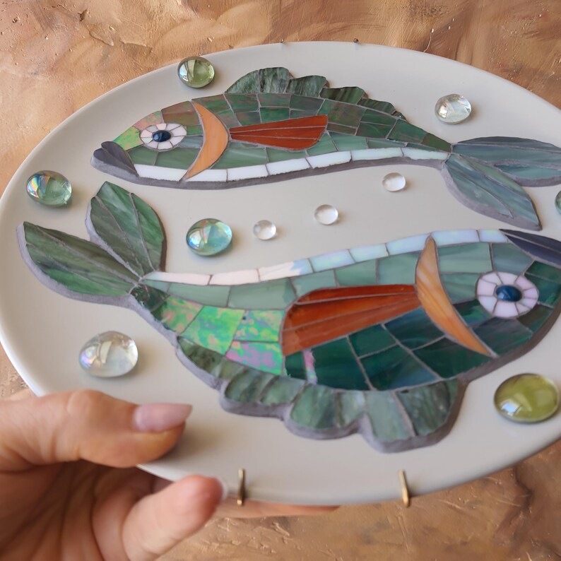 Stained Glass Mosaic Fish Plate: Wall Decor, Handmade - Etsy Canada