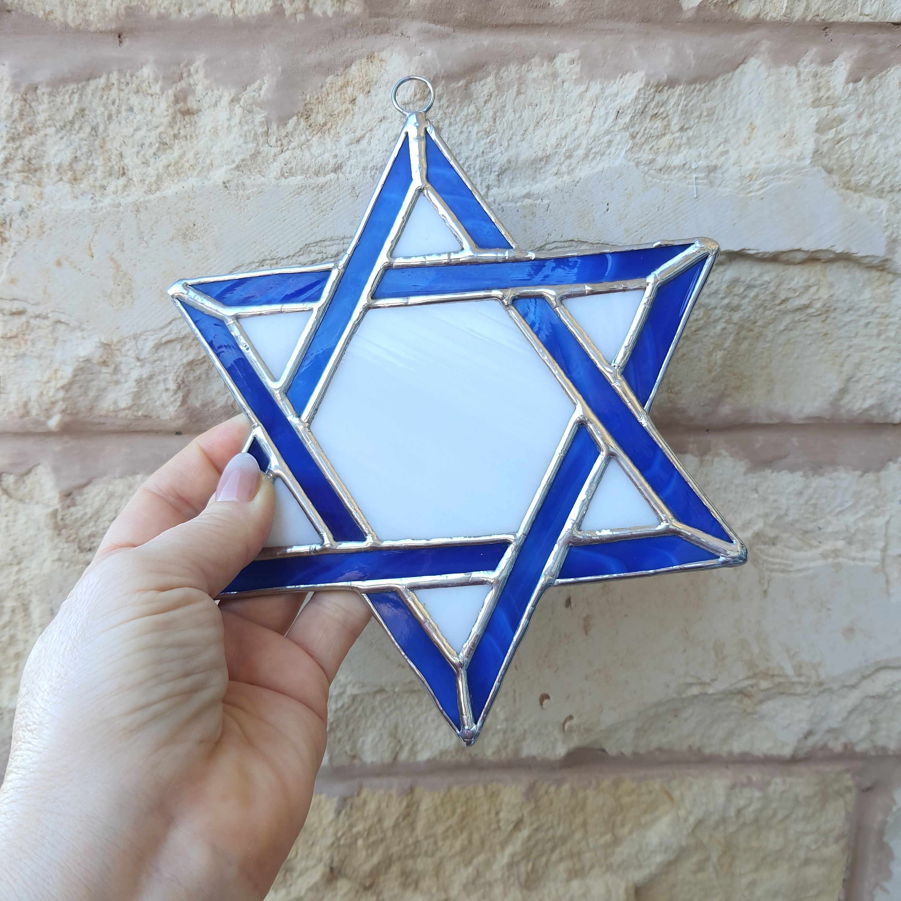 Stained Glass Star of David Suncatcher, Handmade Magen David Window ...