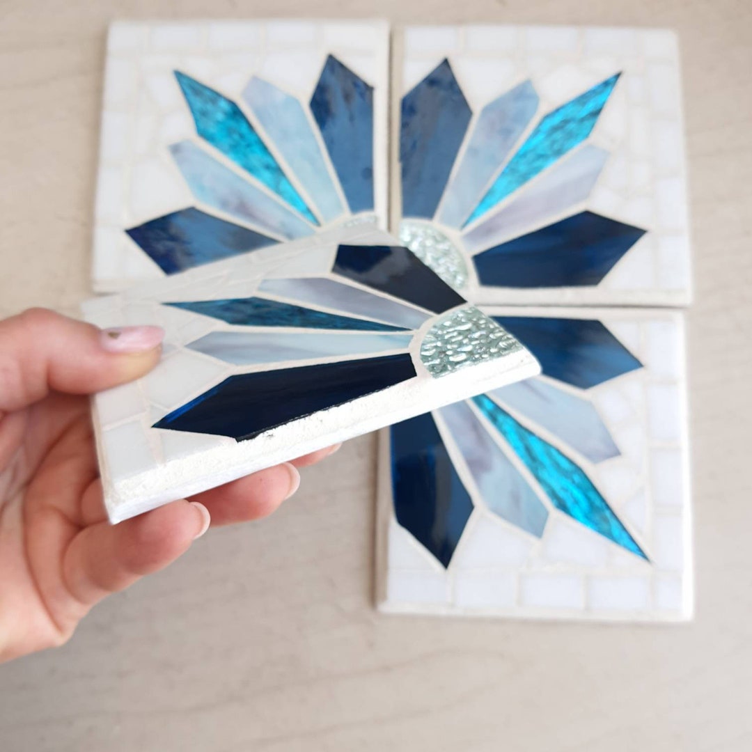 Set of 4 Mosaic Coasters, Stained Glass Mosaic Coasters Set - Etsy