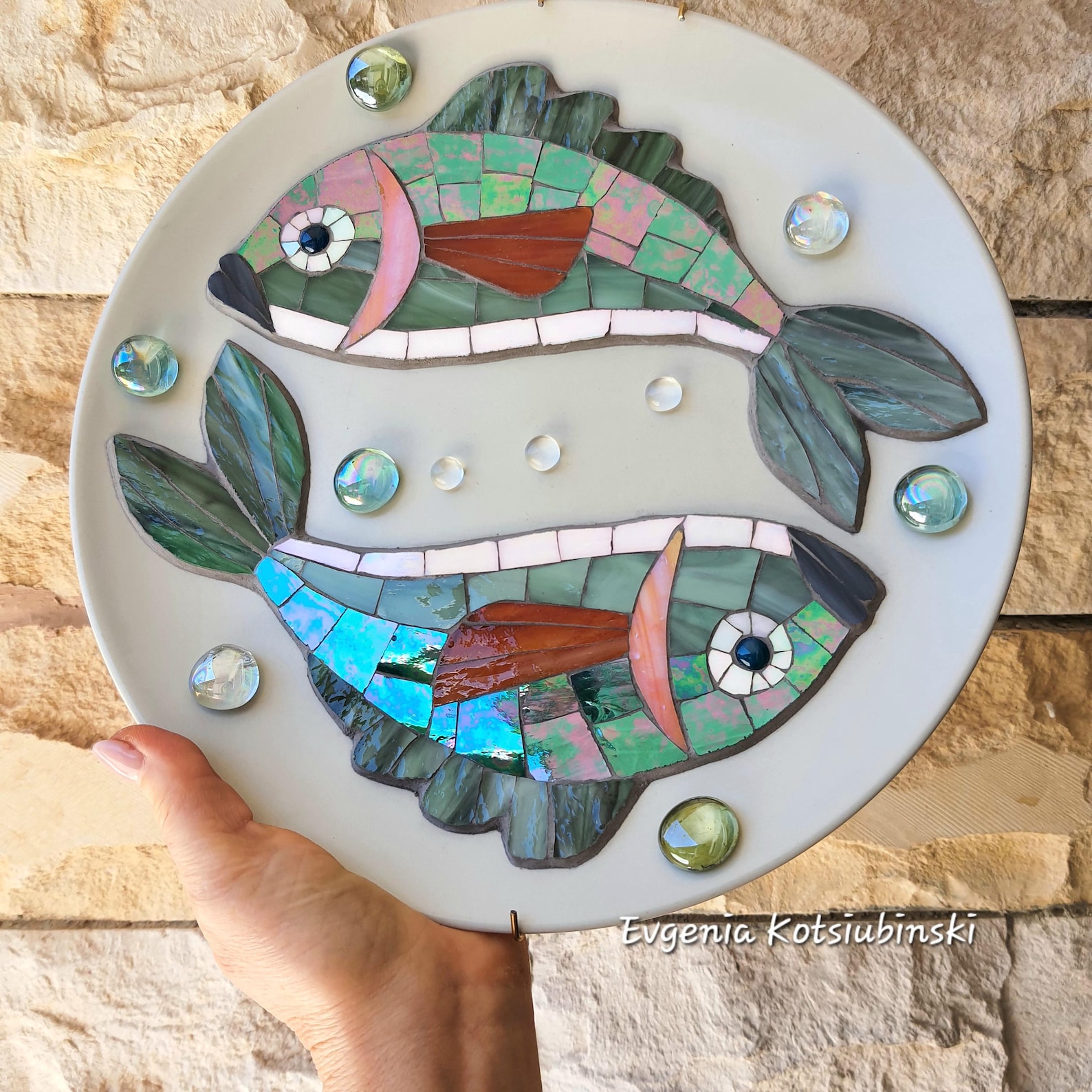Stained Glass Mosaic Fish Plate: Wall Decor, Handmade - Etsy