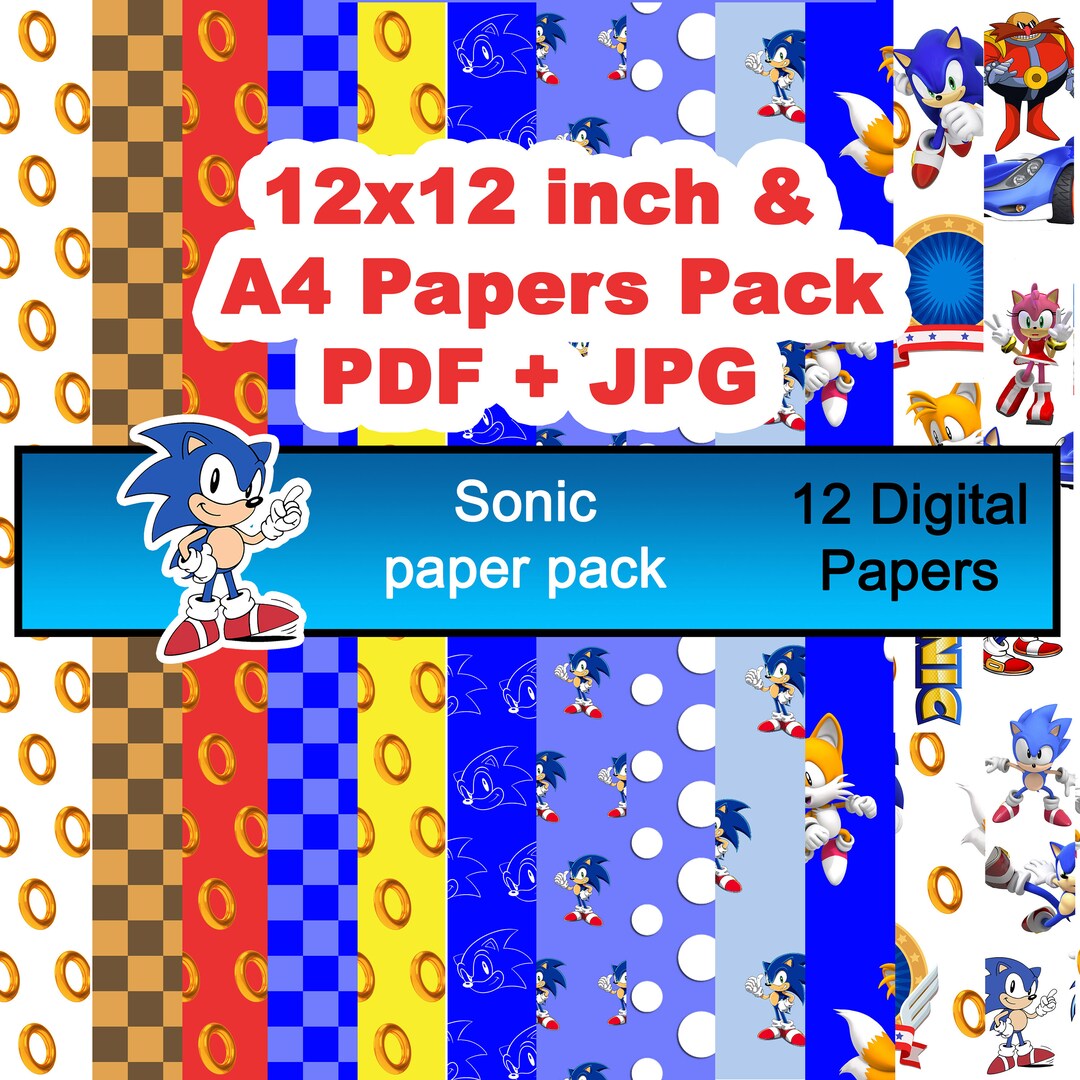 Sonic Digital Papers -scrapbook - Sonic - 10 Designs 12x12in, 30x30 Cm ...