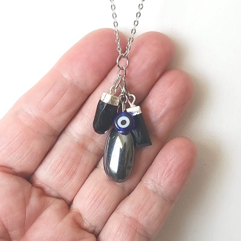 Evil Eye Protection Pendant Necklace / Real Gemstones Hematite ...