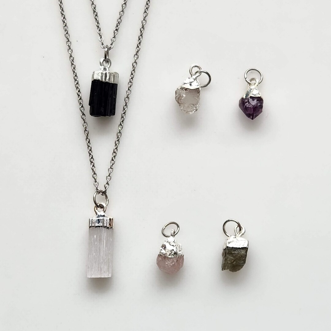 Lot of 6 Charms/dainty Tiny Raw Charms/healing Crystals/tourmaline ...