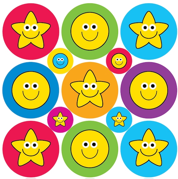 Smiley Star and Smiley Face 24/10mm reward stickers | Etsy