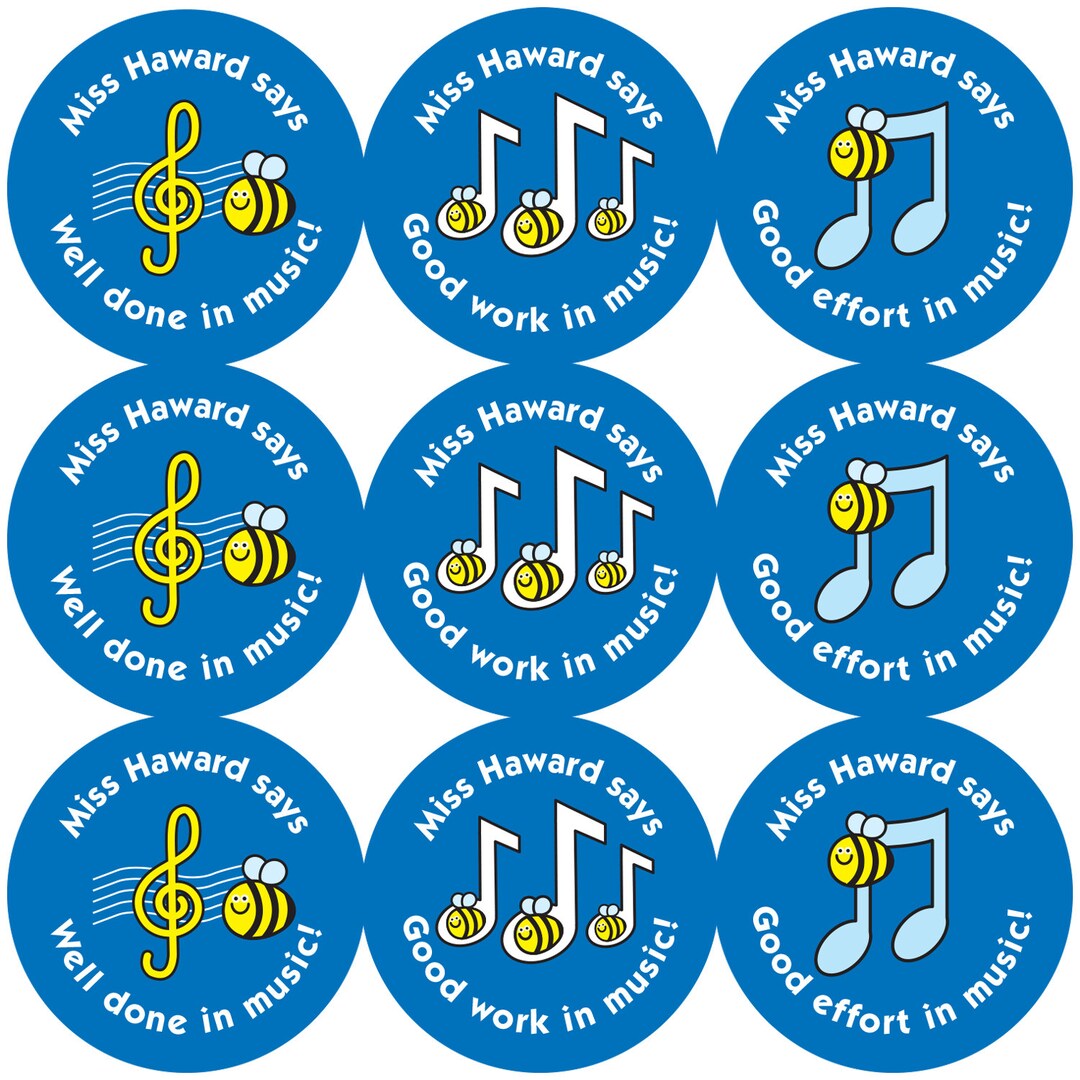 140 Large, Music Personalised Reward Stickers - Etsy UK