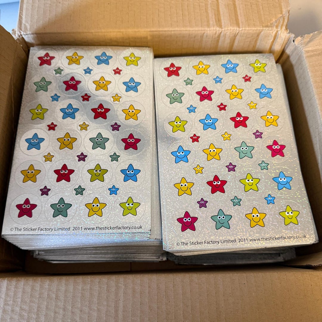90 Sheets of Sparkly Smiling Star Stickers *bulk Buy* - Etsy