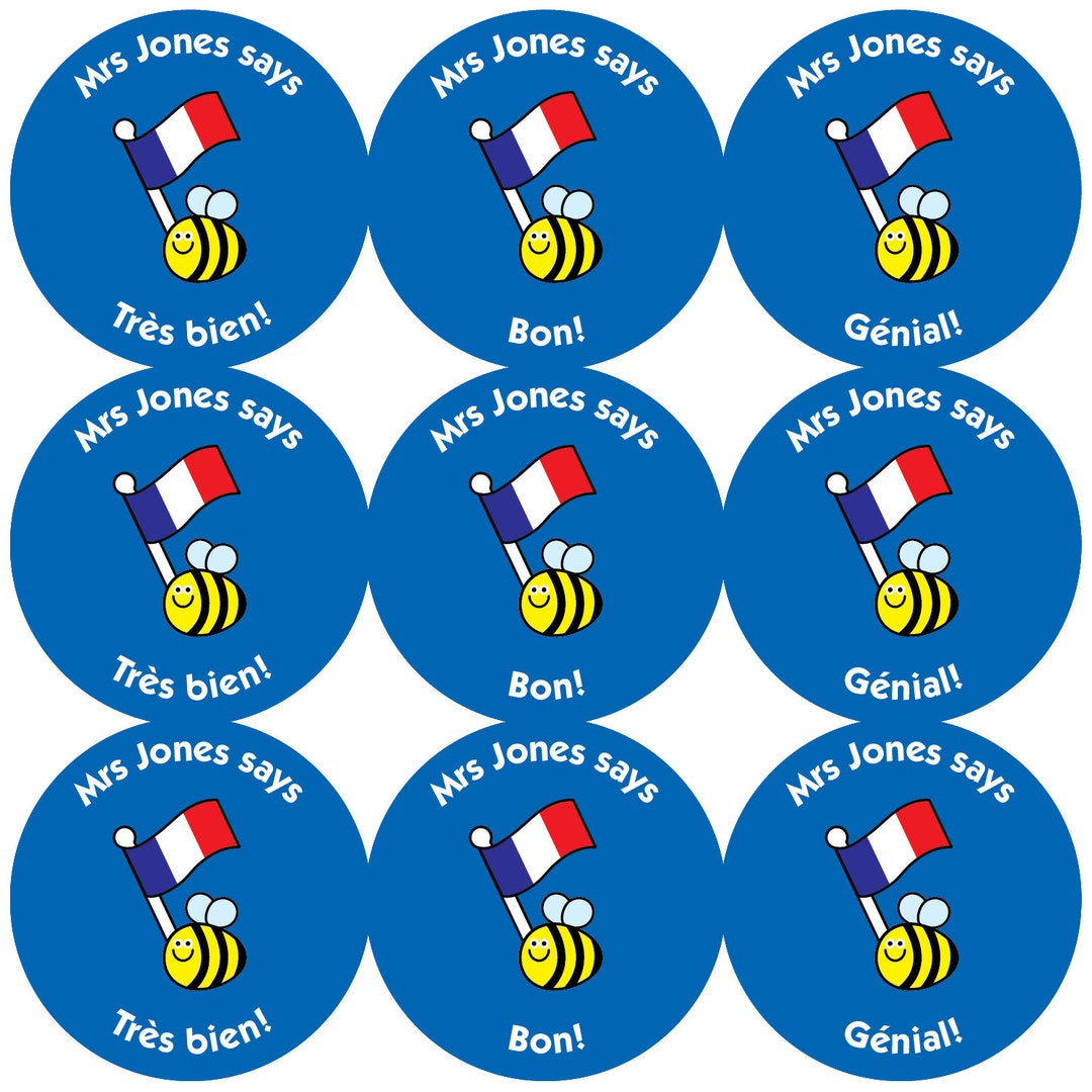 140 Large, French Personalised Reward Stickers - Etsy UK