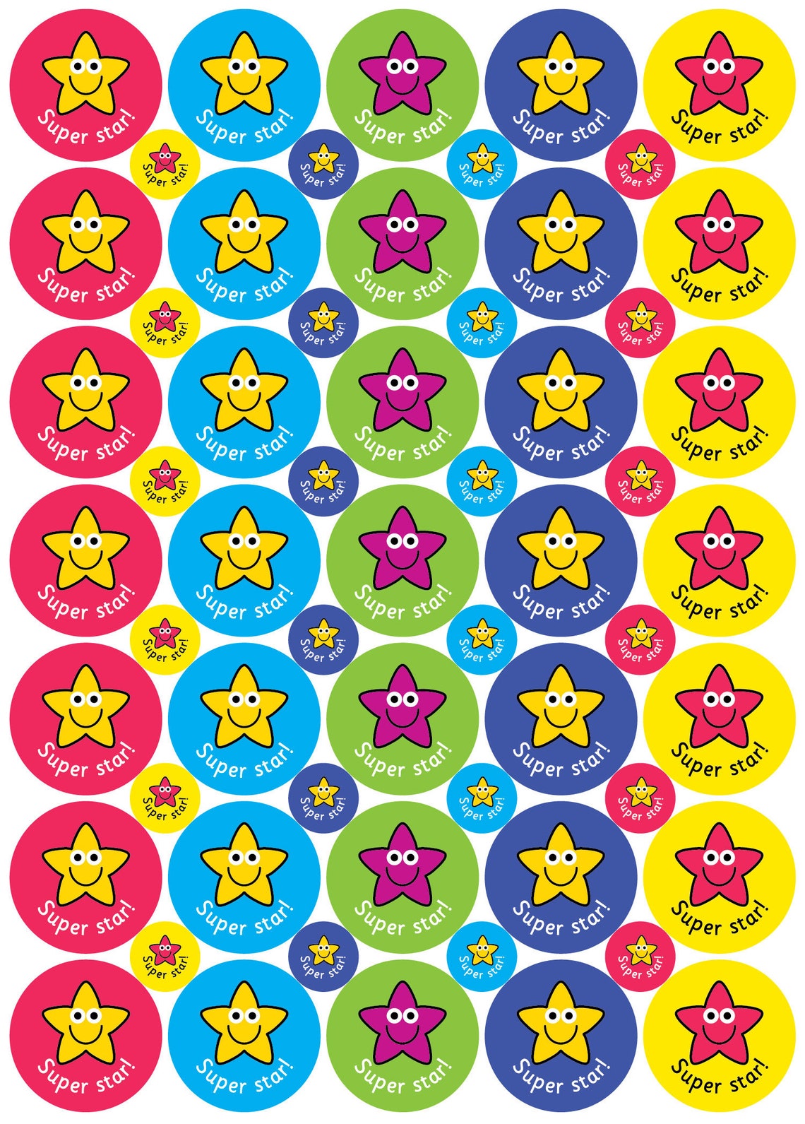 Super star 24/10mm reward stickers - Etsy Italia