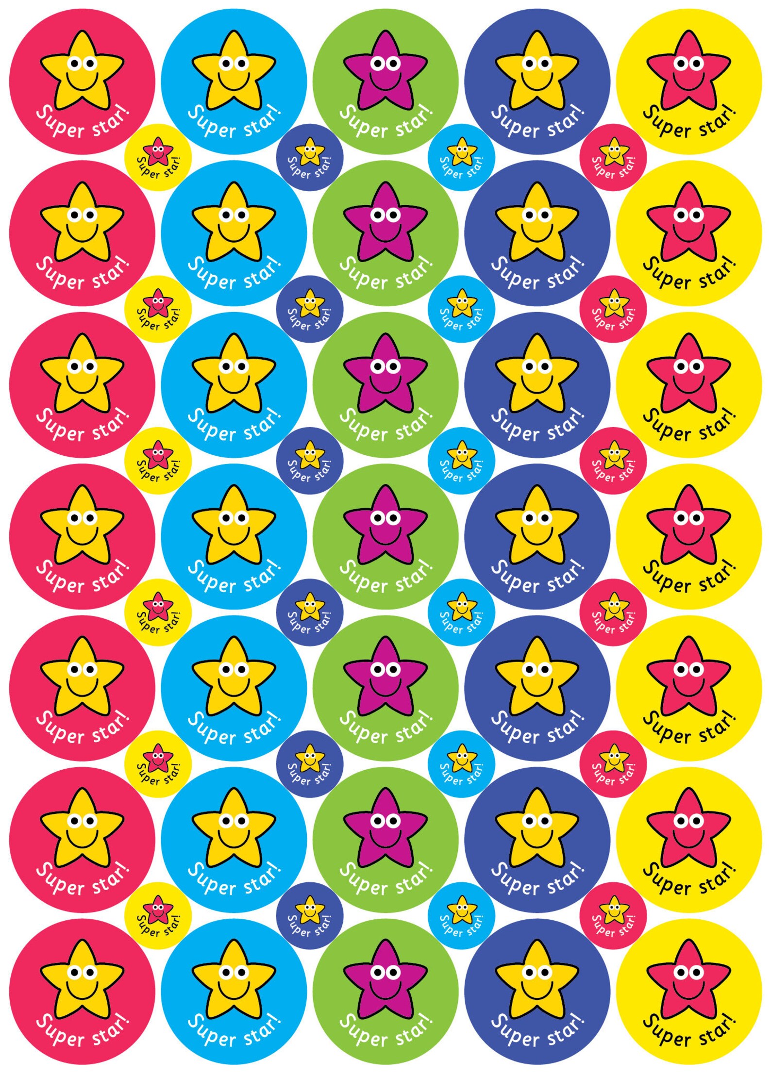 Super star 24/10mm reward stickers - Etsy Italia