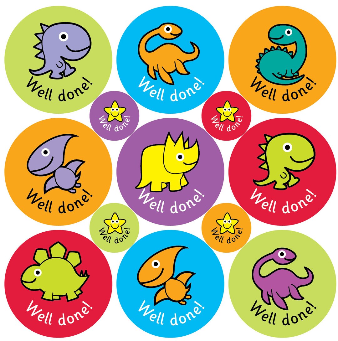 Dinosaur well Done Reward Stickers - Etsy