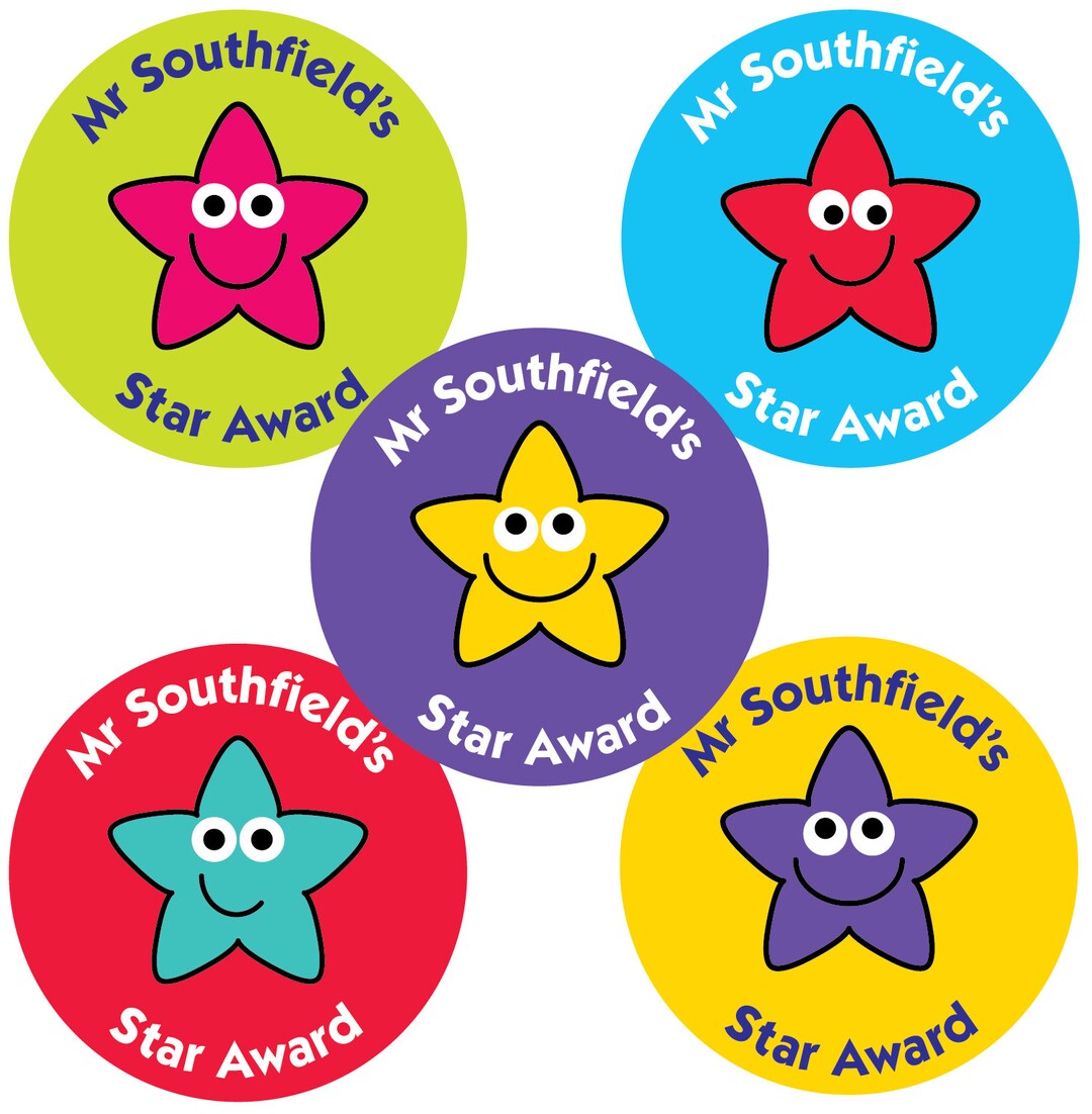 140 Personalised Star Award Reward Stickers - Etsy