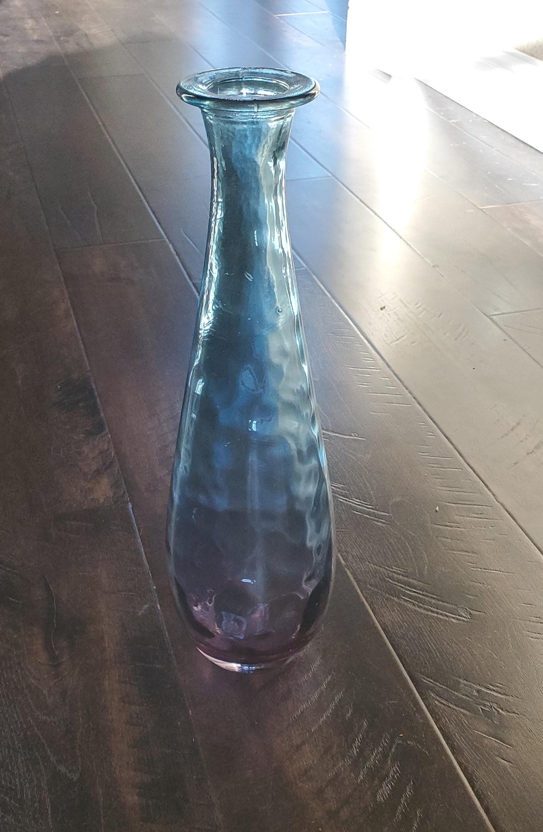 Tall Blue Purple Art Glass Vase – Hand Blown Spain – 16” Decorative ...