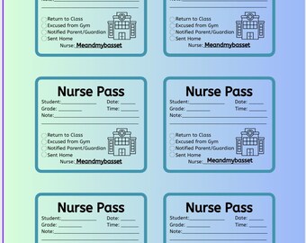 School Nurse / Health Clinic Pass - Please Report to the Nurse's Office ...
