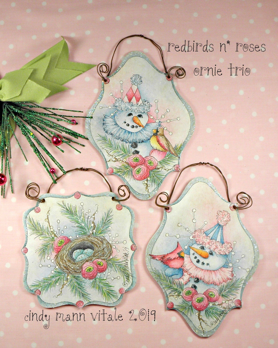 Redbirds N' Roses Ornie Trio - Etsy