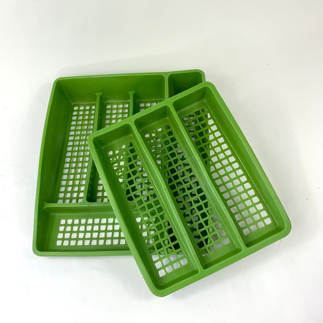Avocado Green Deka Plastics Vintage Mesh Silverware or Pen Tray Drawer ...
