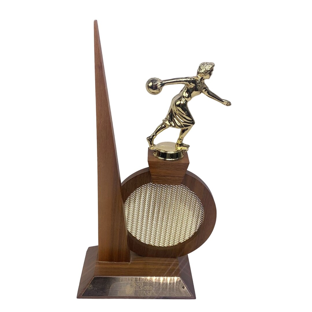 60s Vintage Bowling Trophy Midcentury Modern Wood Brass - Etsy