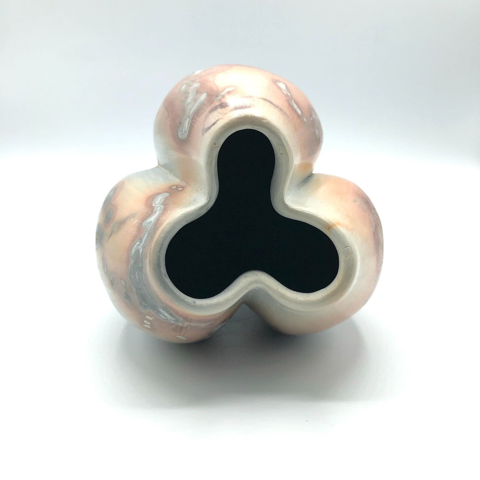 Organic Handmade Saggar Raku Vase Signed Elsa Simon Art Pottery Pastel ...