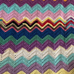 Rainbow Zig Zag Hand Knit Afghan 70s Vintage Throw 53 X 54 - Etsy