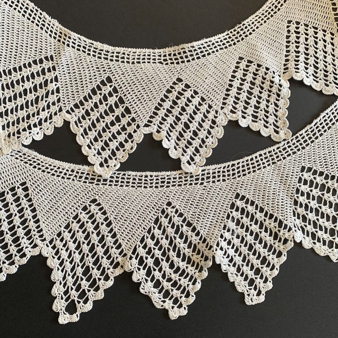 White Scalloped Edge Wide Crochet Handmade Tatted Lace Vintage Trim - Etsy
