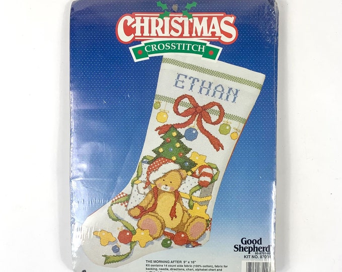 Personalized Teddy Bear Stocking Counted Cross Stitch Kit Morning After ...