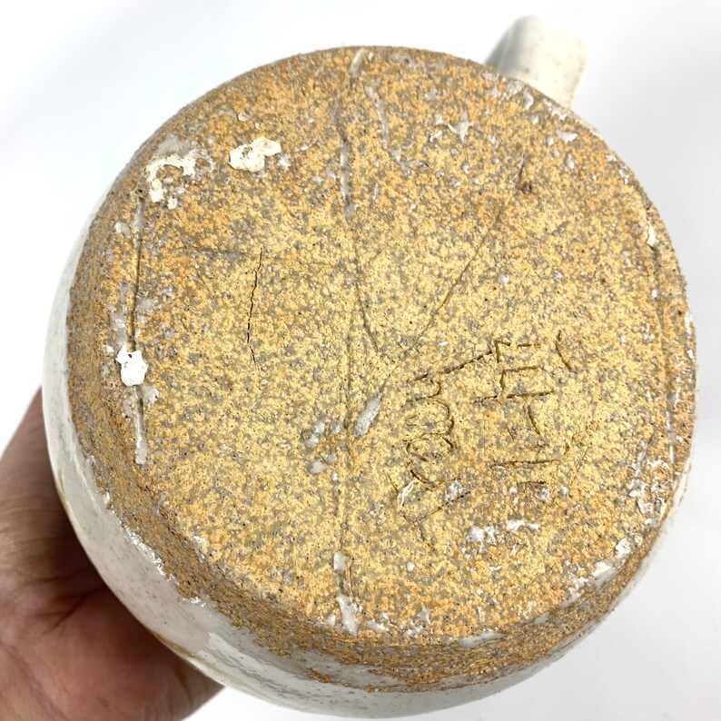 70s Vintage Stoneware Pitcher Art Pottery Squiggle Wave | Etsy