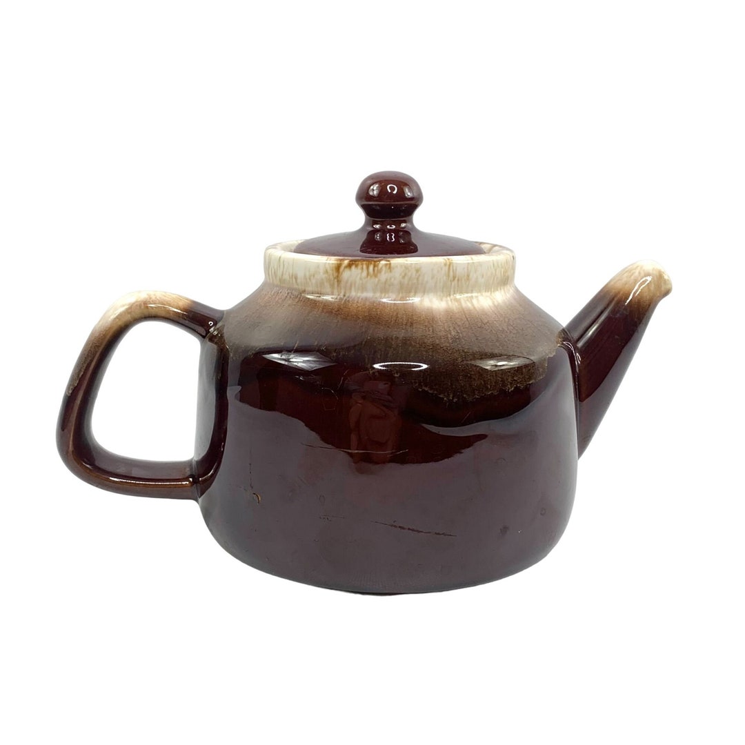 Brown and White Drip Glaze Mccoy Pottery Ceramic Teapot 163 Made in USA ...