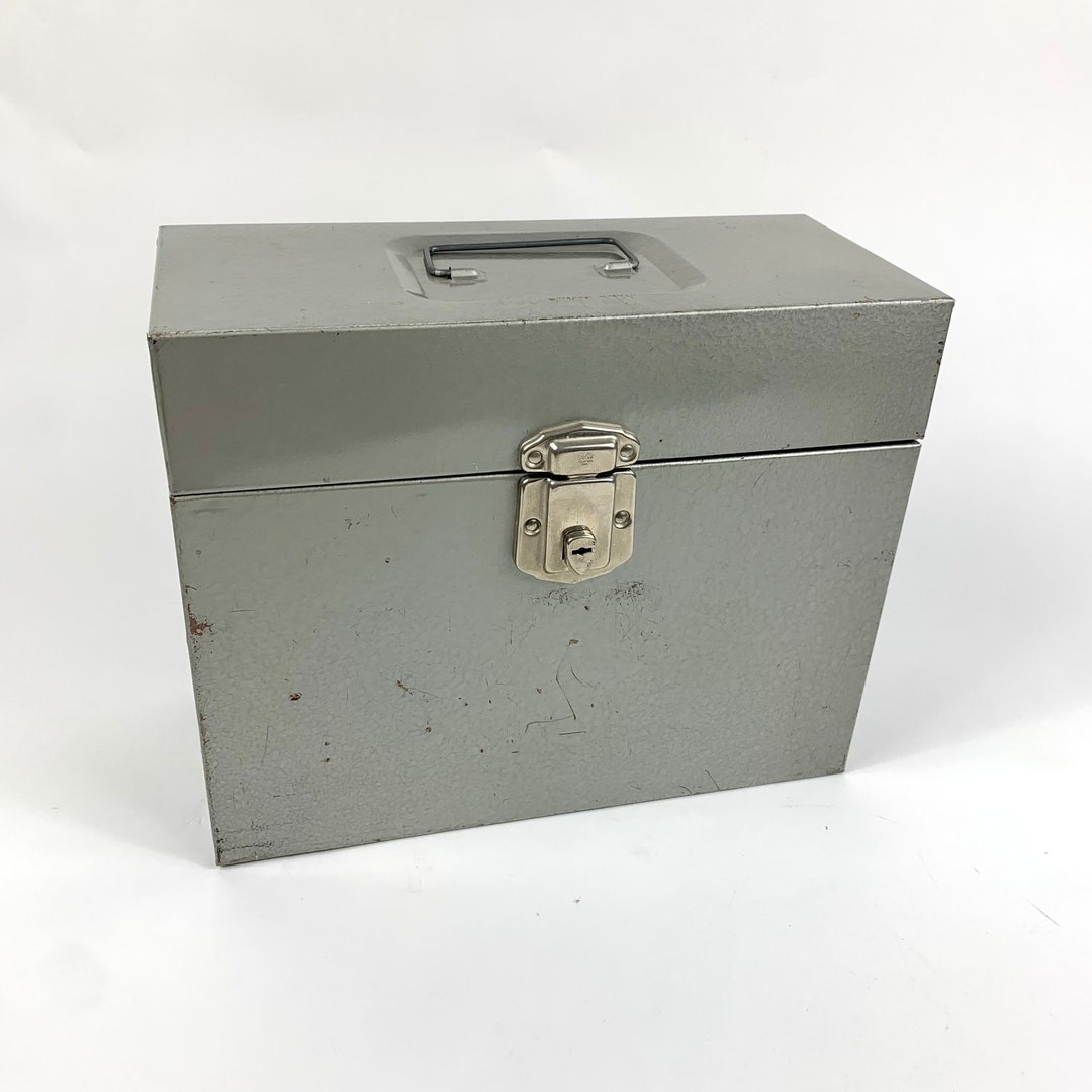 Industrial Gray Sheet Metal Box Vintage Escelsior USA Office Paper ...