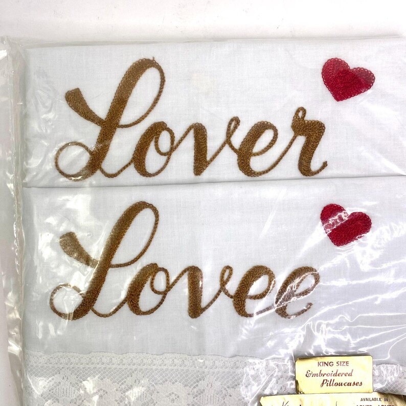 Lover Lovee Couples Embroidered King Size Pillowcases Wedding Shower - Etsy