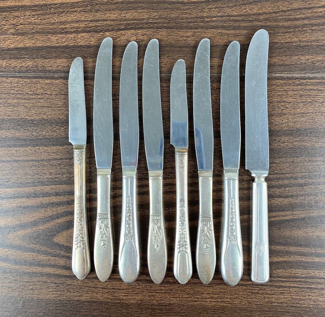 Mismatched Antique Dinner Knives Lot of 8 Mixed Patterns Lot Unpolished ...