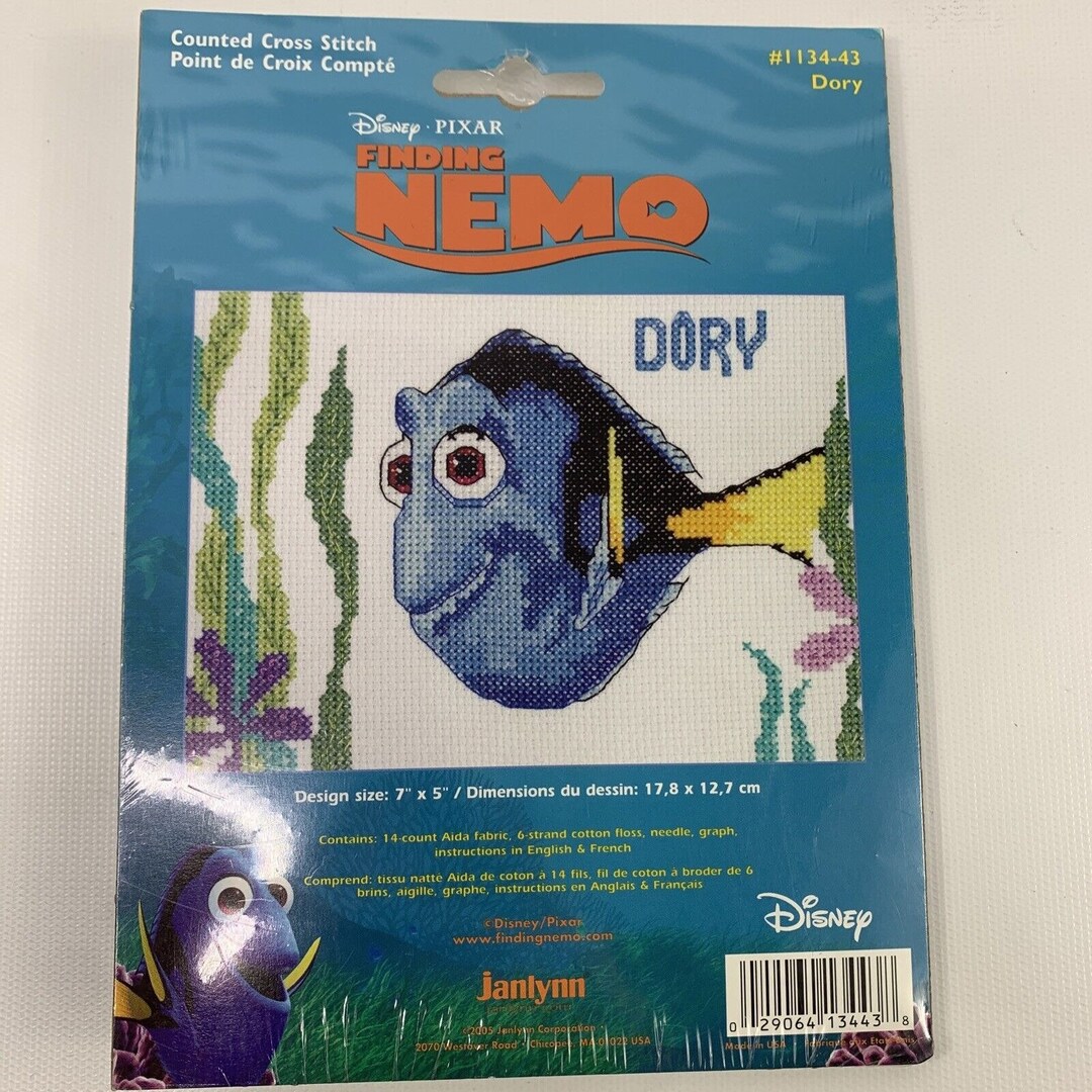 Janlynn Disney Pixar Finding Nemo Counted Cross Stitch Kit DORY 7x5 NEW ...