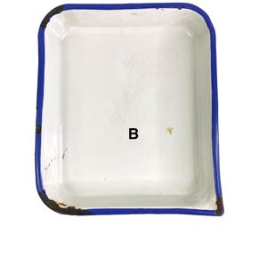 Industrial Vtg White Blue Porcelain Enamelware Trays Photographic ...