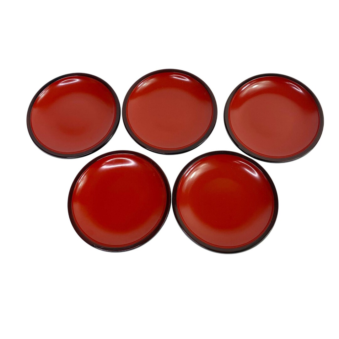 Black and Red Japanese Lacquer Small Dishes Sushi Plates Set of 5 - Etsy