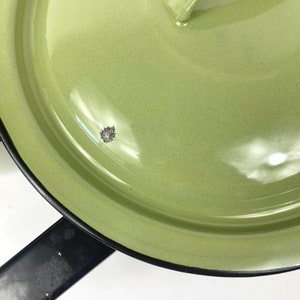 Olive Green and Black Enamelware Saucepans With Lid Vintage Kitchen ...