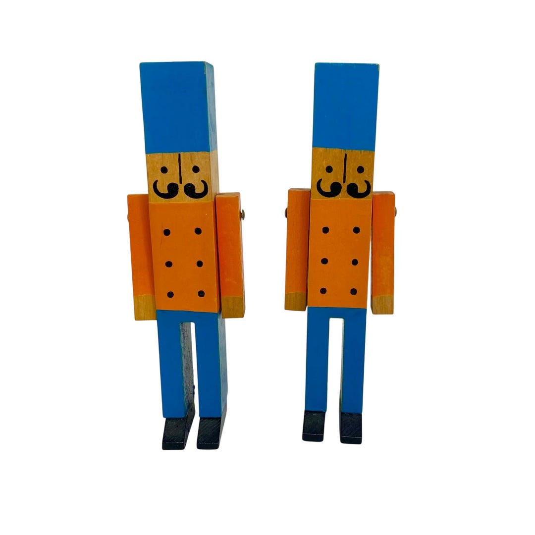 Wooden Block Soldiers With Spinning Arms Toy Kids Boys Room Holiday ...