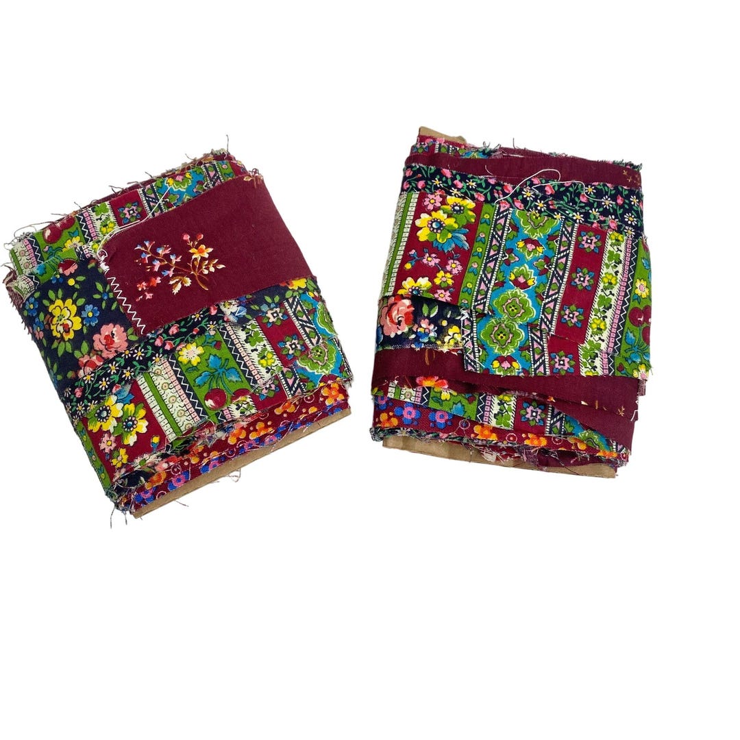 Calico Floral Fabric Ribbon Scrap Material Strips Rag Rug - Etsy