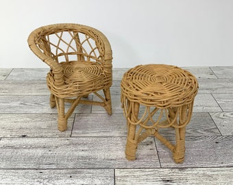 Vintage Wicker Doll Chair Boho Cottage Style 11” Tall 10” W - Etsy