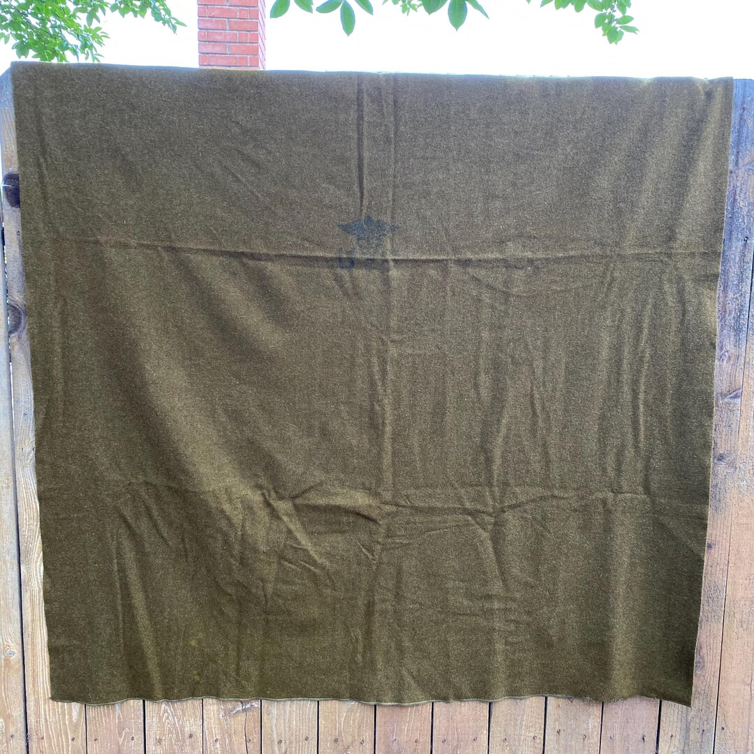 Olive Drab US Army Logo Hospital Wool Blanket 1953 Korean War Military ...
