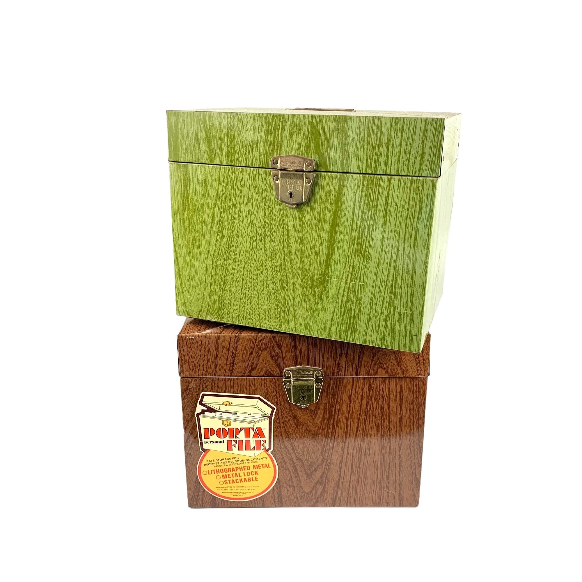 Green or Brown Lithograph Faux Wood Metal File Box Porta-file - Etsy