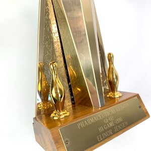 60s Vintage Bowling Trophy Midcentury Modern Wood Brass - Etsy