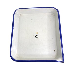Industrial Vtg White Blue Porcelain Enamelware Trays Photographic ...
