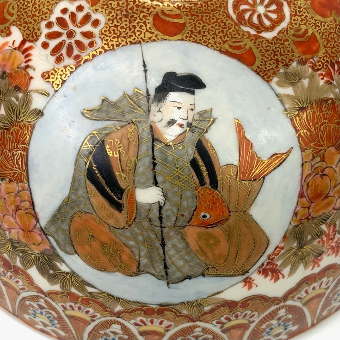 Antique Japanese Kutani Porcelain Footed Bowl Hand Painted Scholars ...