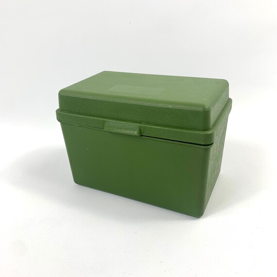 Avocado Green Plastic Index Card Box Office Recipe Storage 70s - Etsy