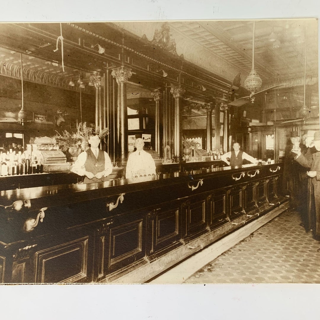 11x14 Sepia Tone Antique Victorian Bar Interior Reproduction Photo W ...