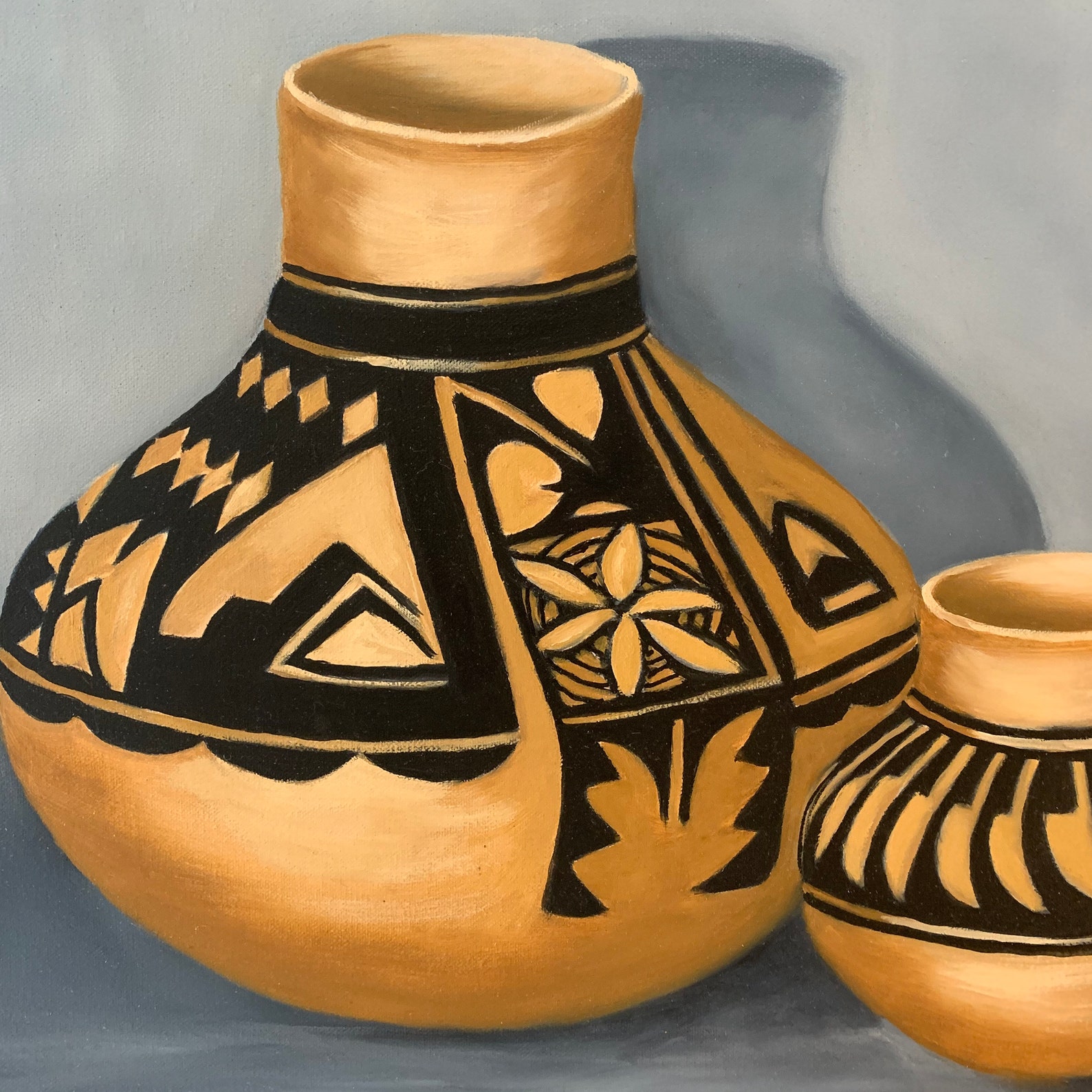 Native American Pottery Still Life Original Painting Oja Jars - Etsy