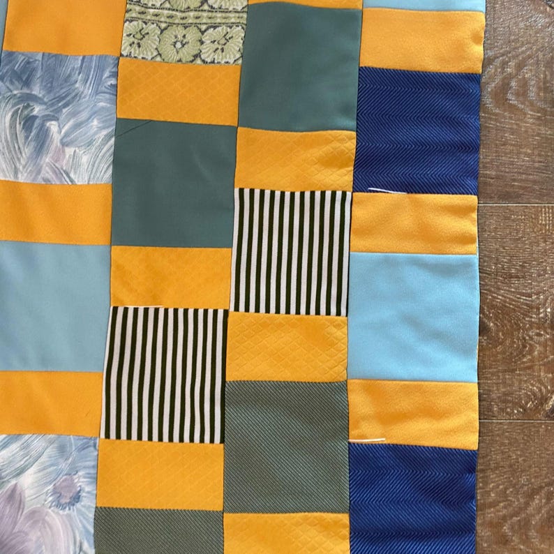 Colorful Handmade Quilted Mat 70s Vintage 40x44 Crib Pet Nap Patchwork ...