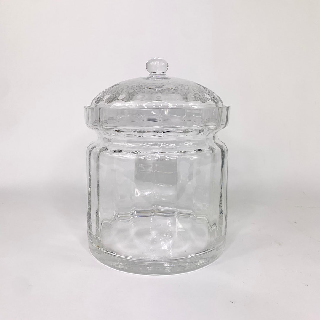 Clear Heavy Crystal Cookie Jar With Lid Vintage Food Candy Biscuit ...